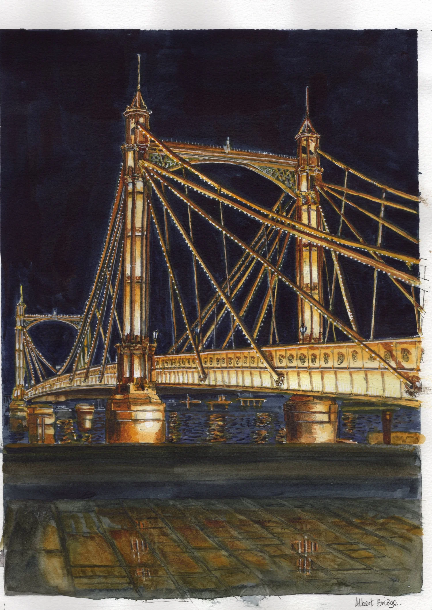 Albert Bridge — Thames Path Sketch Journal Walks