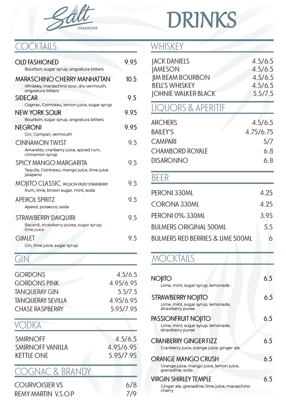 MENU — SALT STEAKHOUSE
