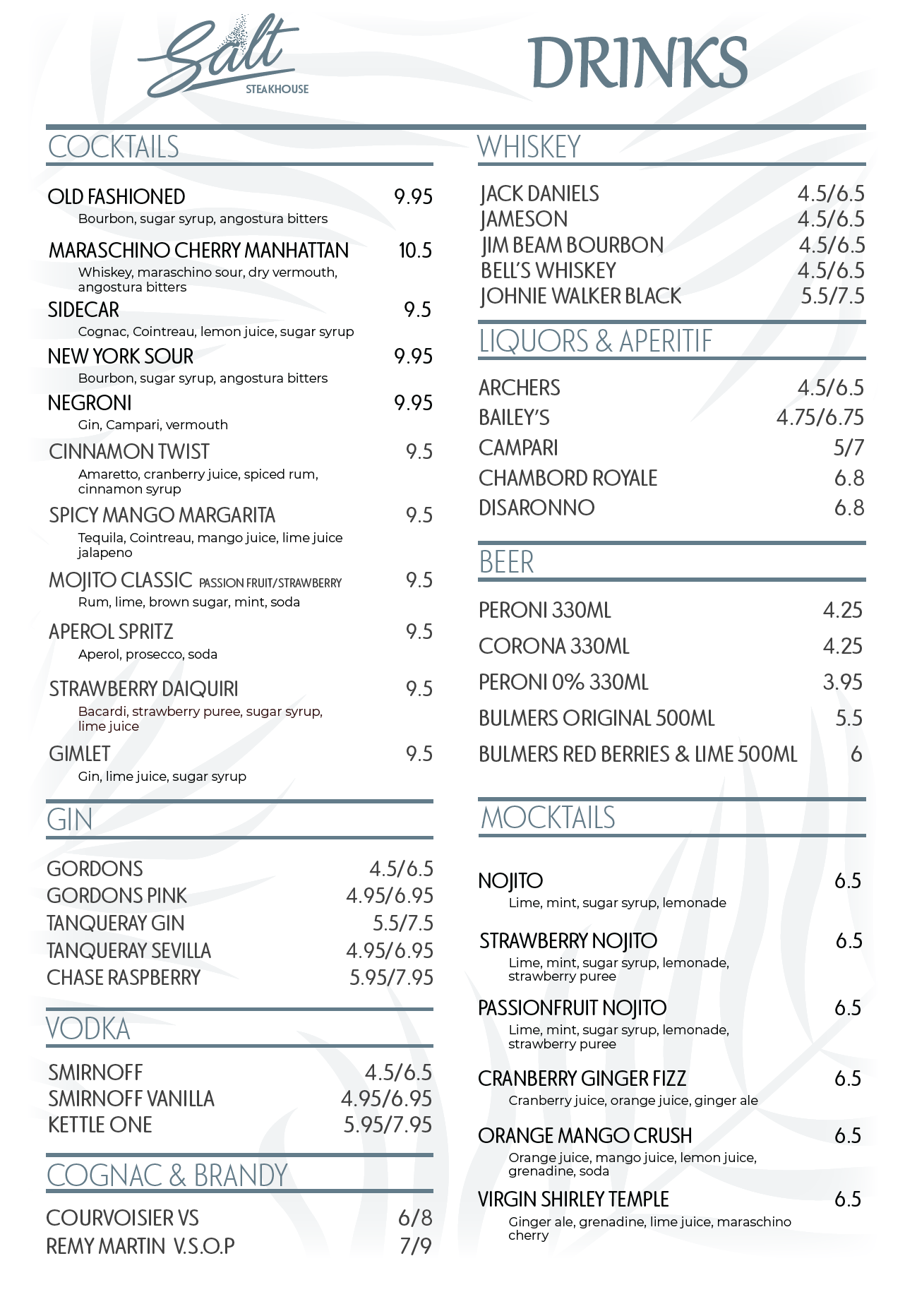 MENU — SALT STEAKHOUSE