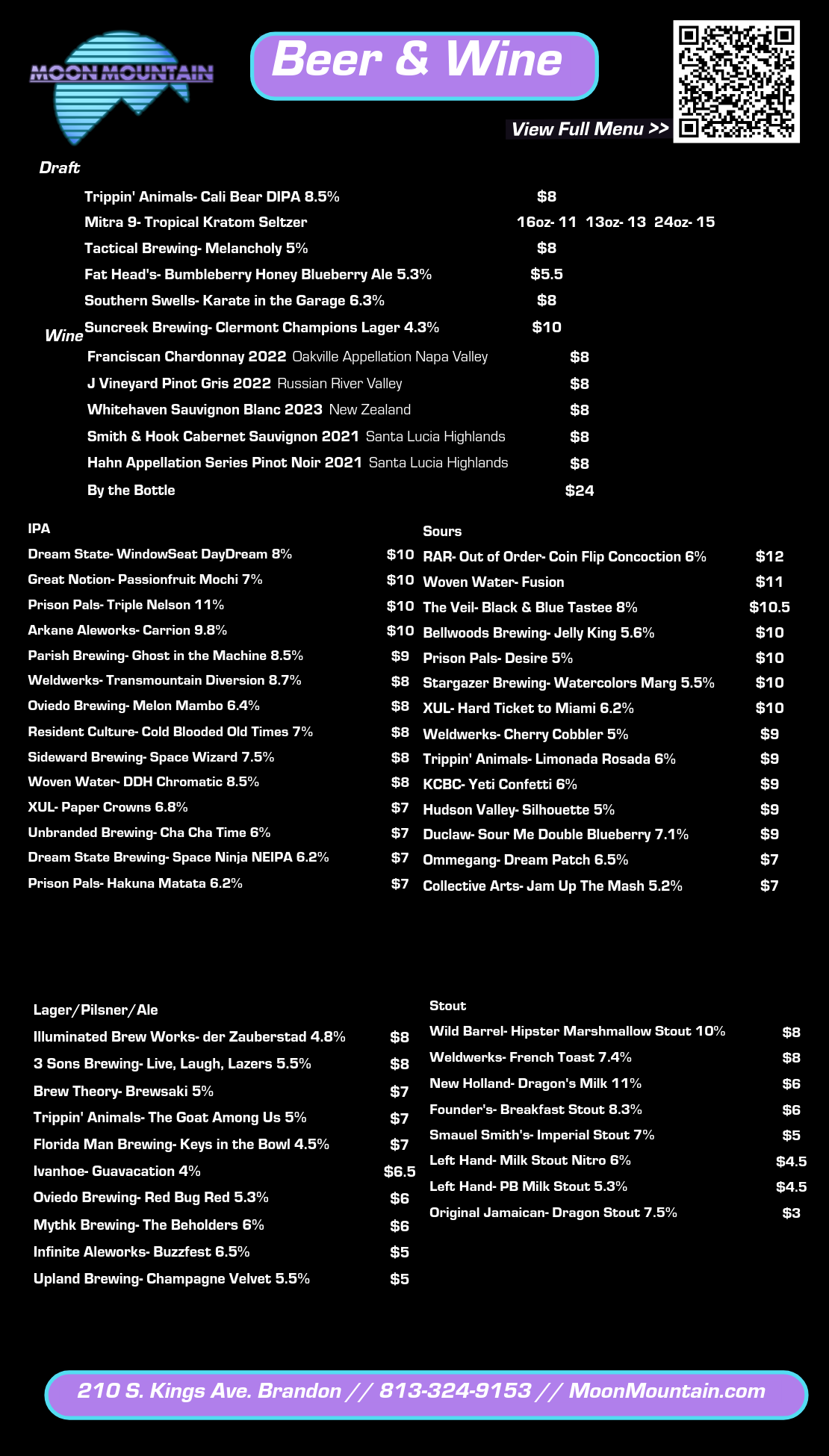 Brandon Menu — Moon Mountain