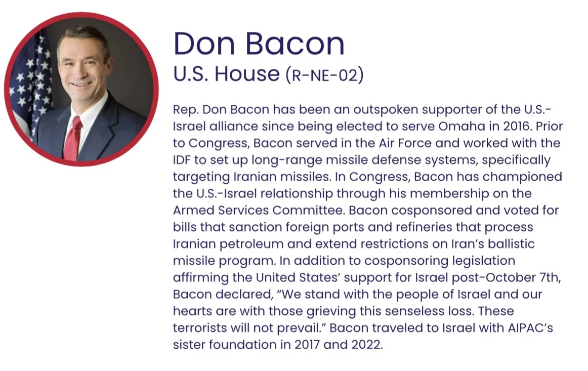 Nebraska's Congressional Delegation — Track AIPAC