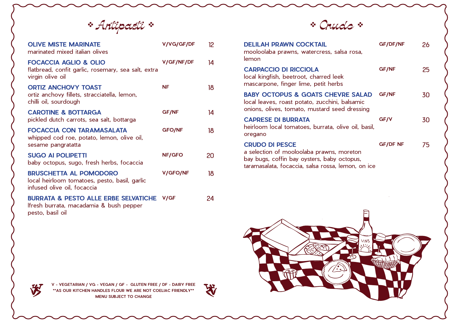 Menu — Delilah