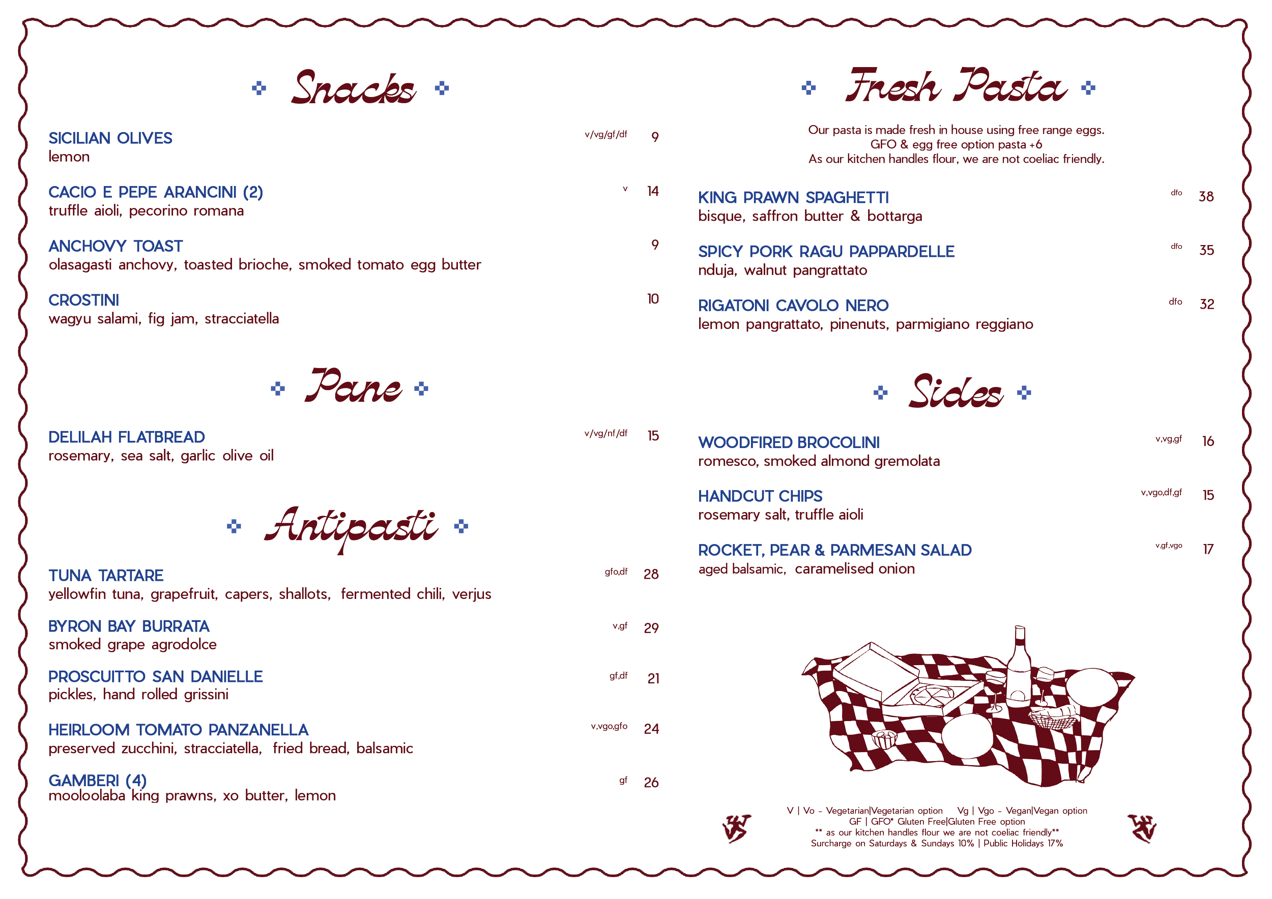 Menu — Delilah