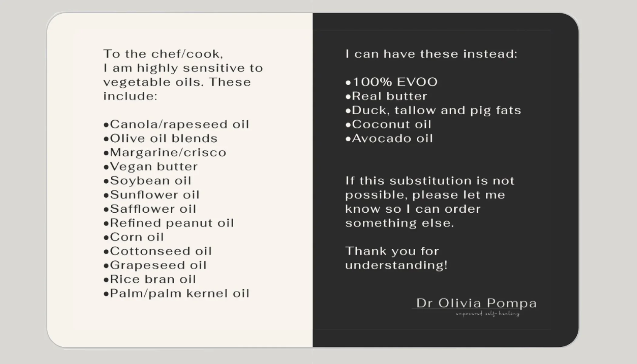 Rancid Seed Oil Card — Dr Olivia Pompa