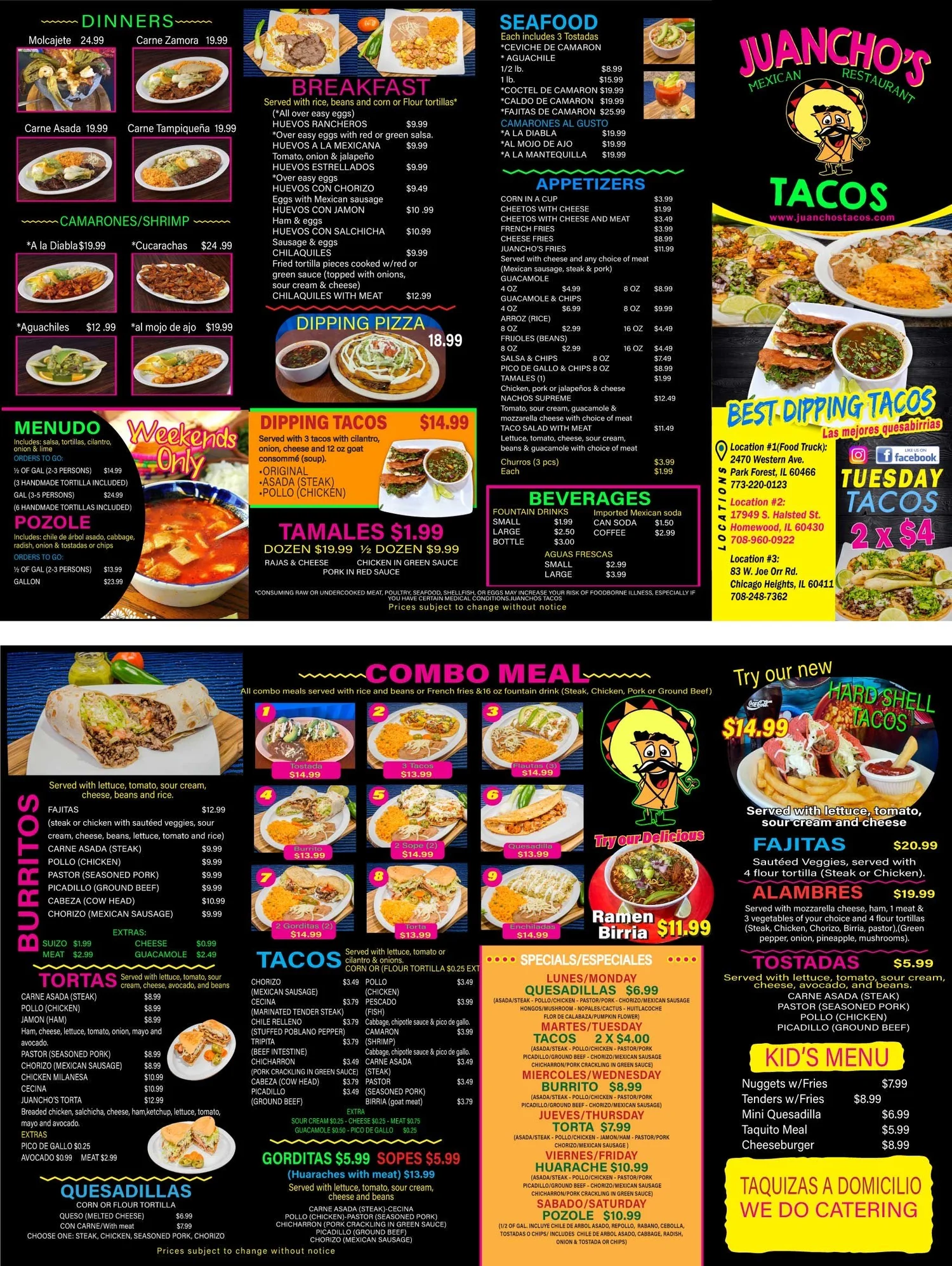 Menu — Juanchos Tacos Restaurant