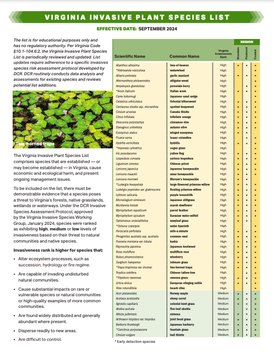 Virginia Invasive Plant List — Blue Ridge PRISM