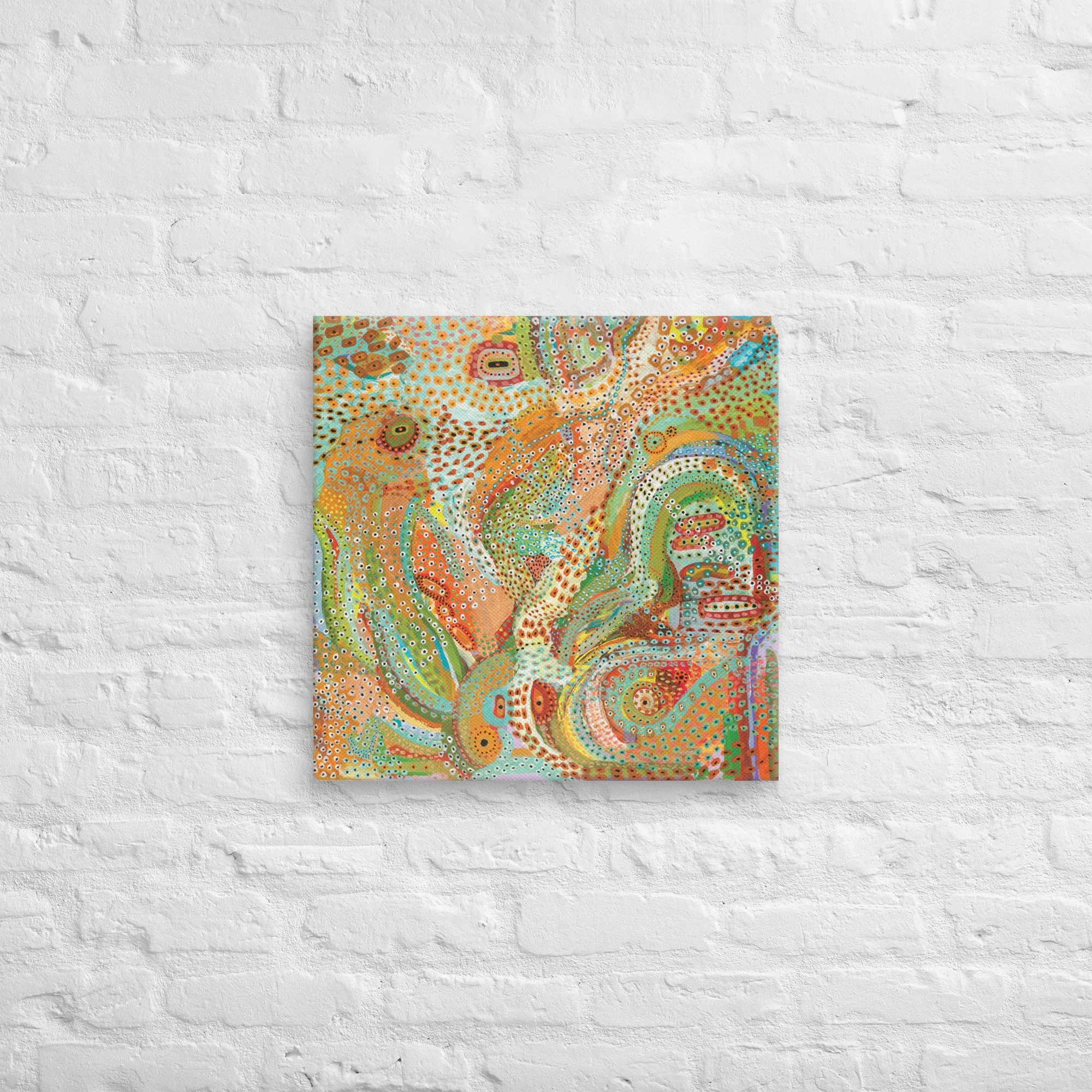 Indigenous Print On Canvas - Acrylic Hand Painted Aboriginal Pop Art ...