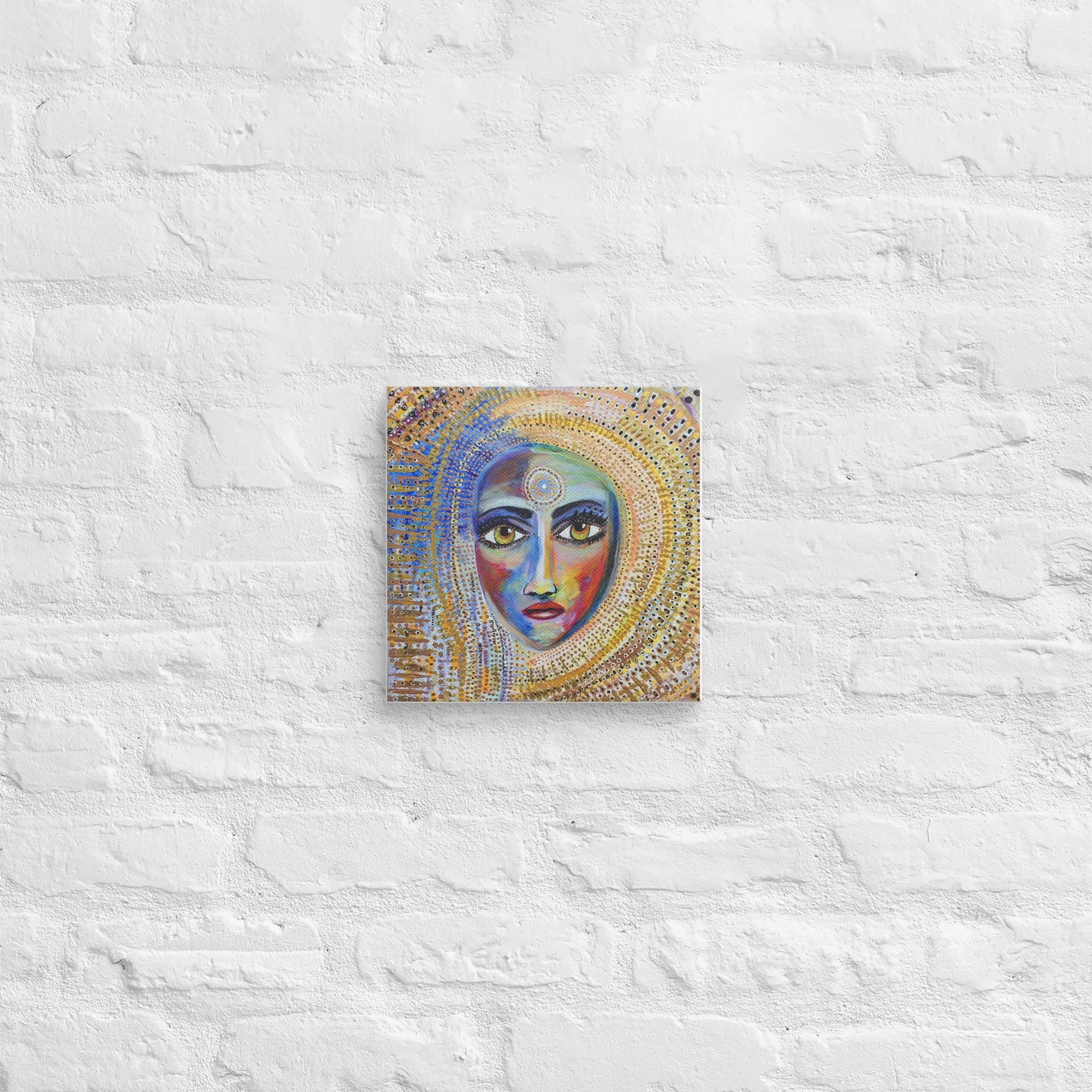 Sirius B Print On Canvas - Acrylic Hand Painted Portrait Blue Beings ...