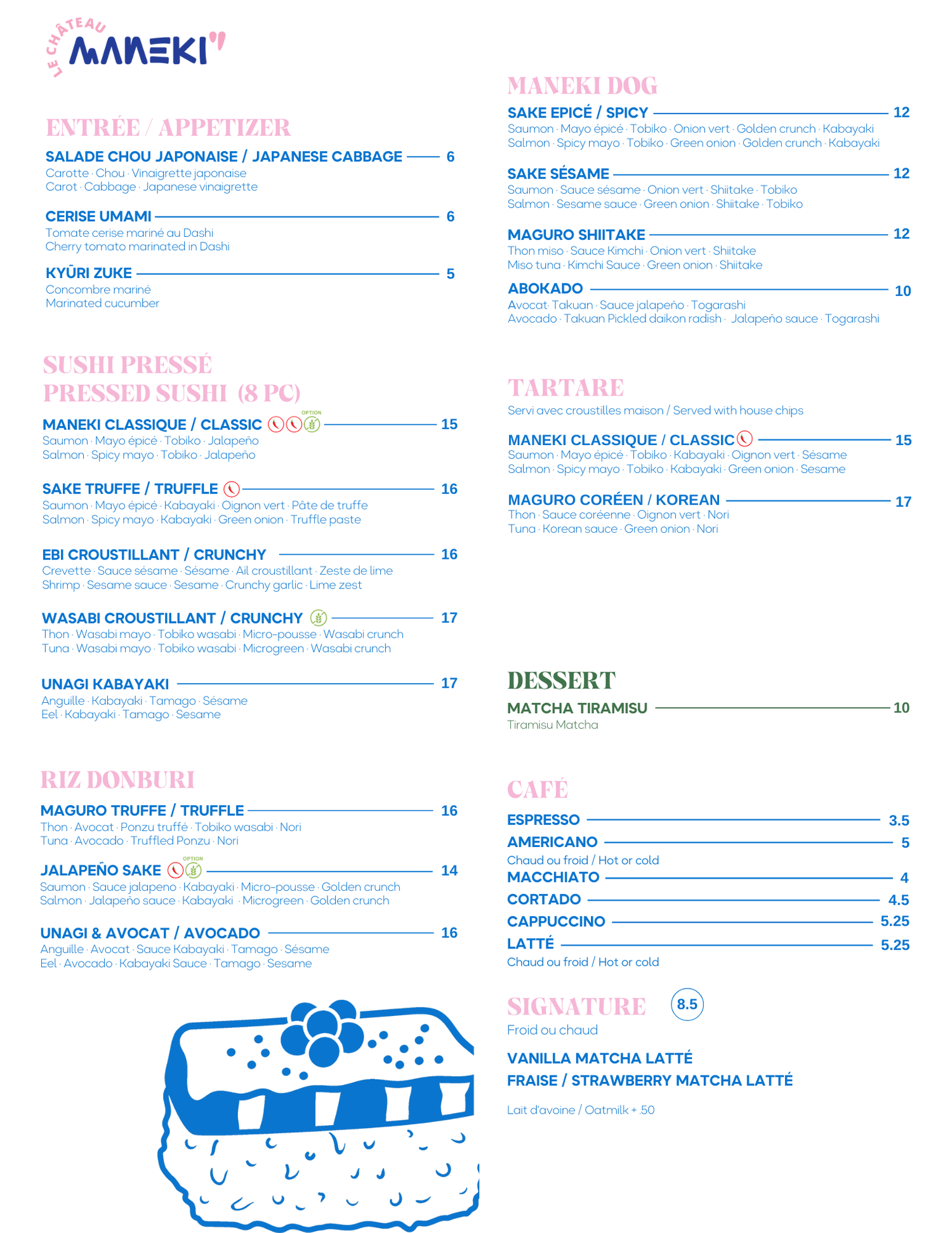 Menu 1 - Château Maneki