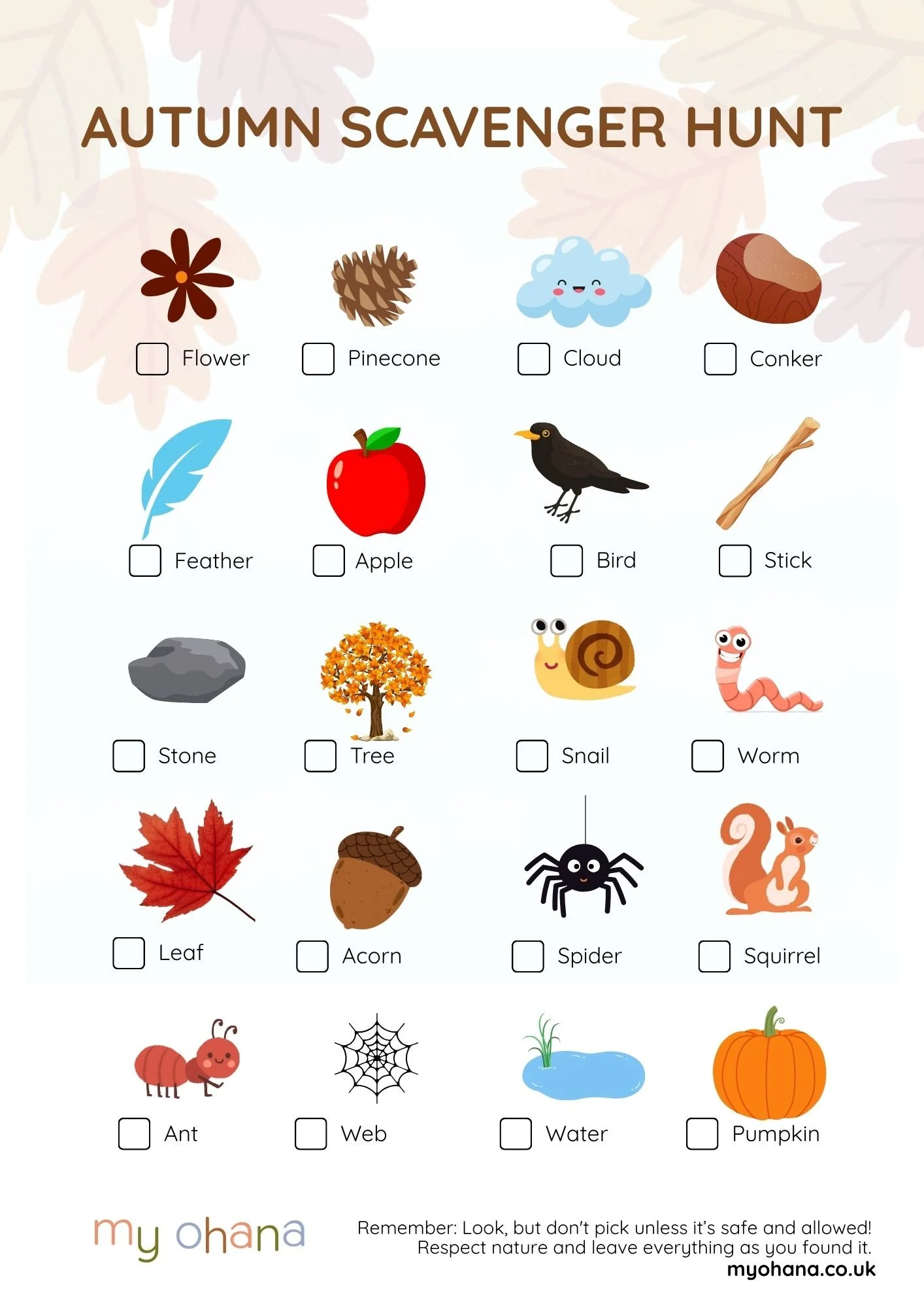 Free Autumn Scavenger Hunt Printable PDF — My Ohana