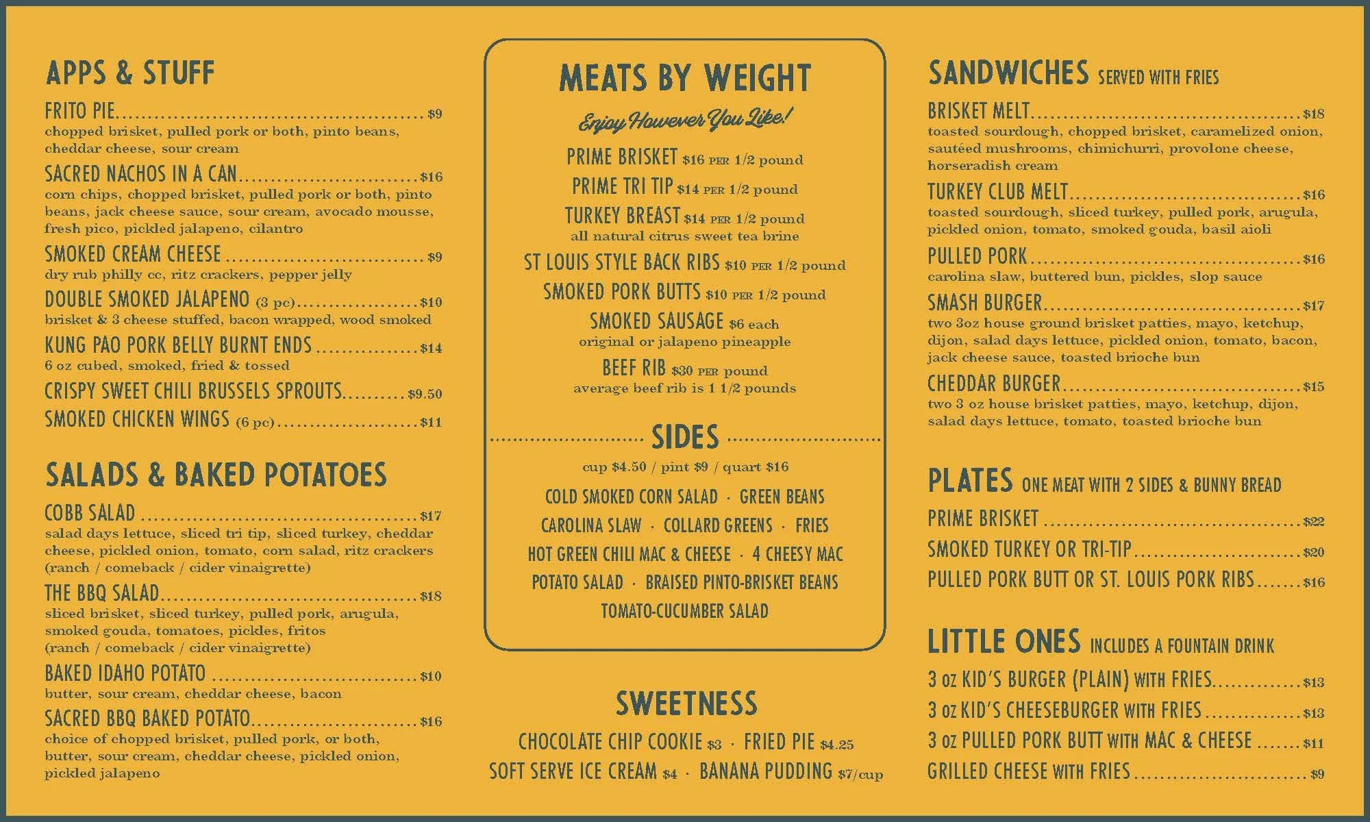 MENU — Sacred Ground BBQ