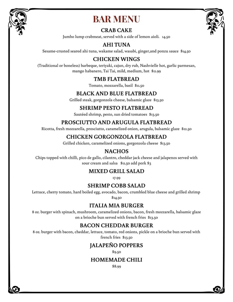 Menu — Italia Mia Restaurant & Bar