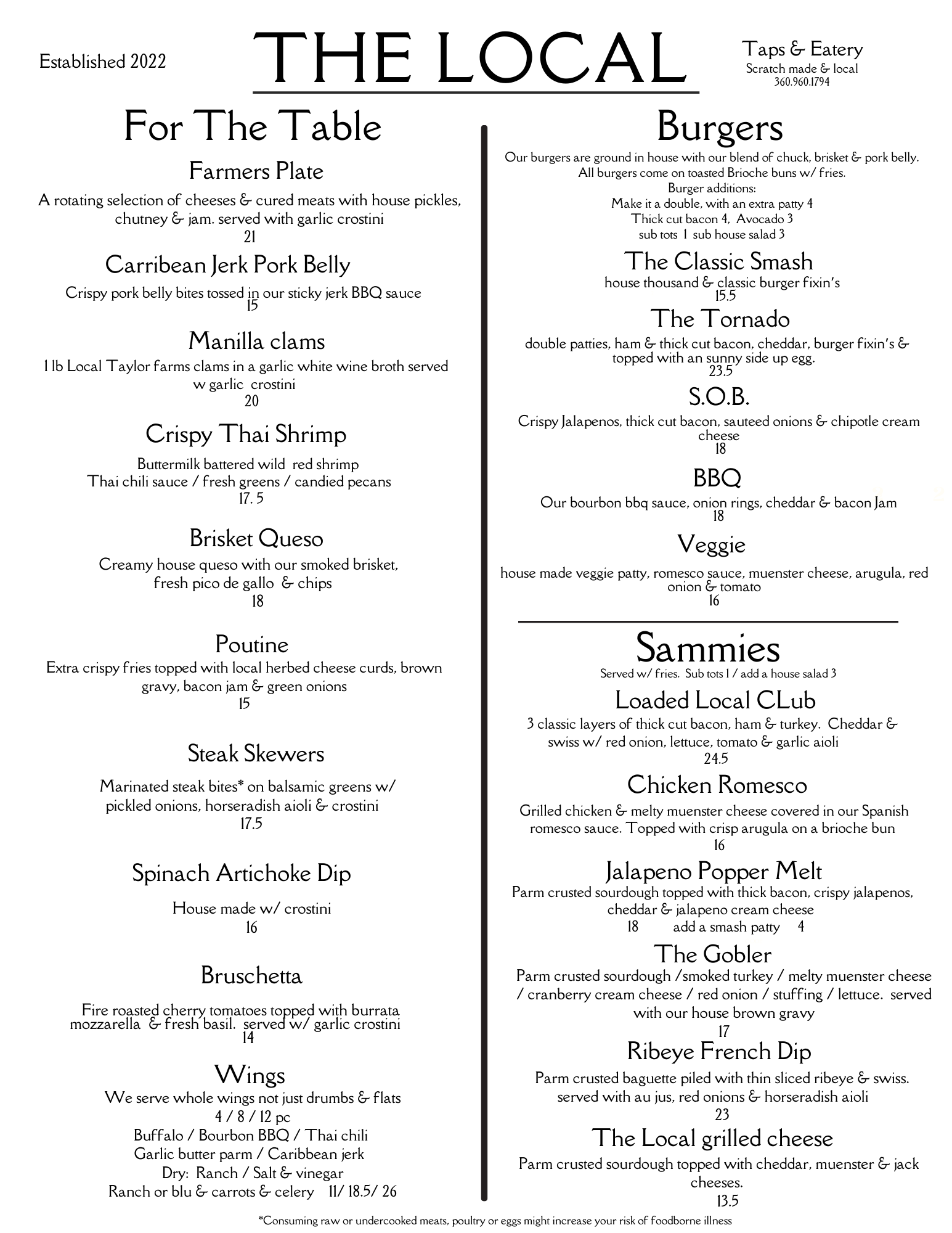 Menu — The Local Yelm