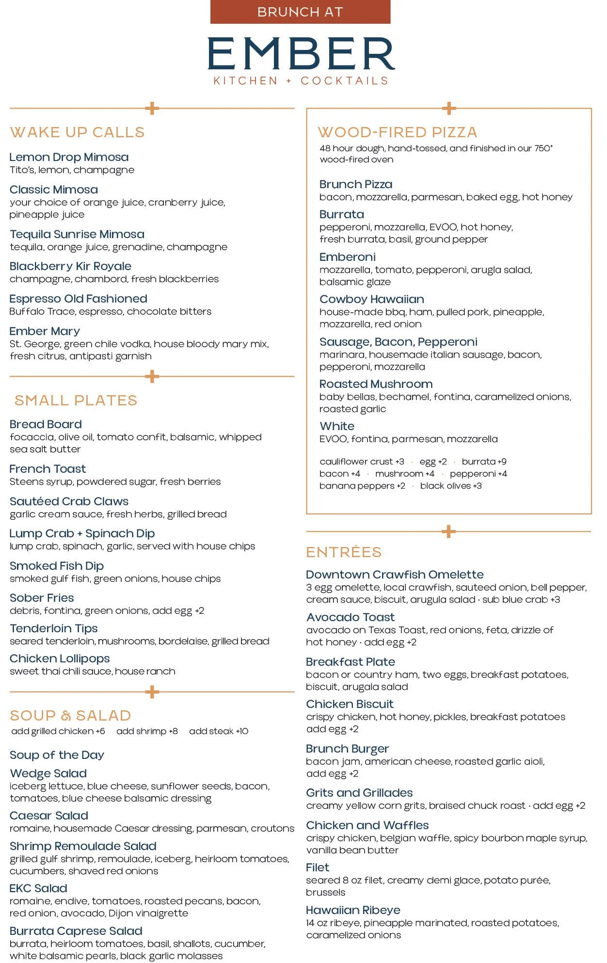 Menu - Ember Kitchen + Cocktails — Your Site Title