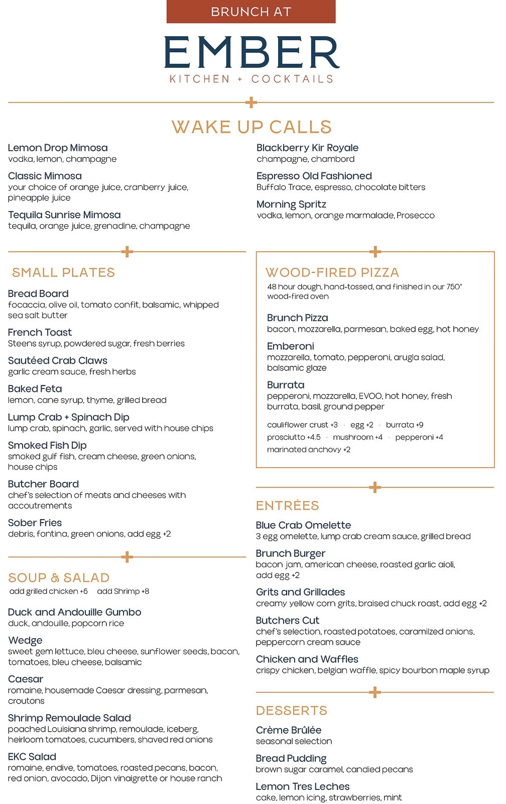 Menu - Ember Kitchen + Cocktails — Your Site Title