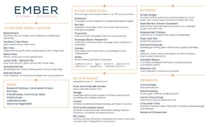 Menu - Ember Kitchen + Cocktails — Your Site Title
