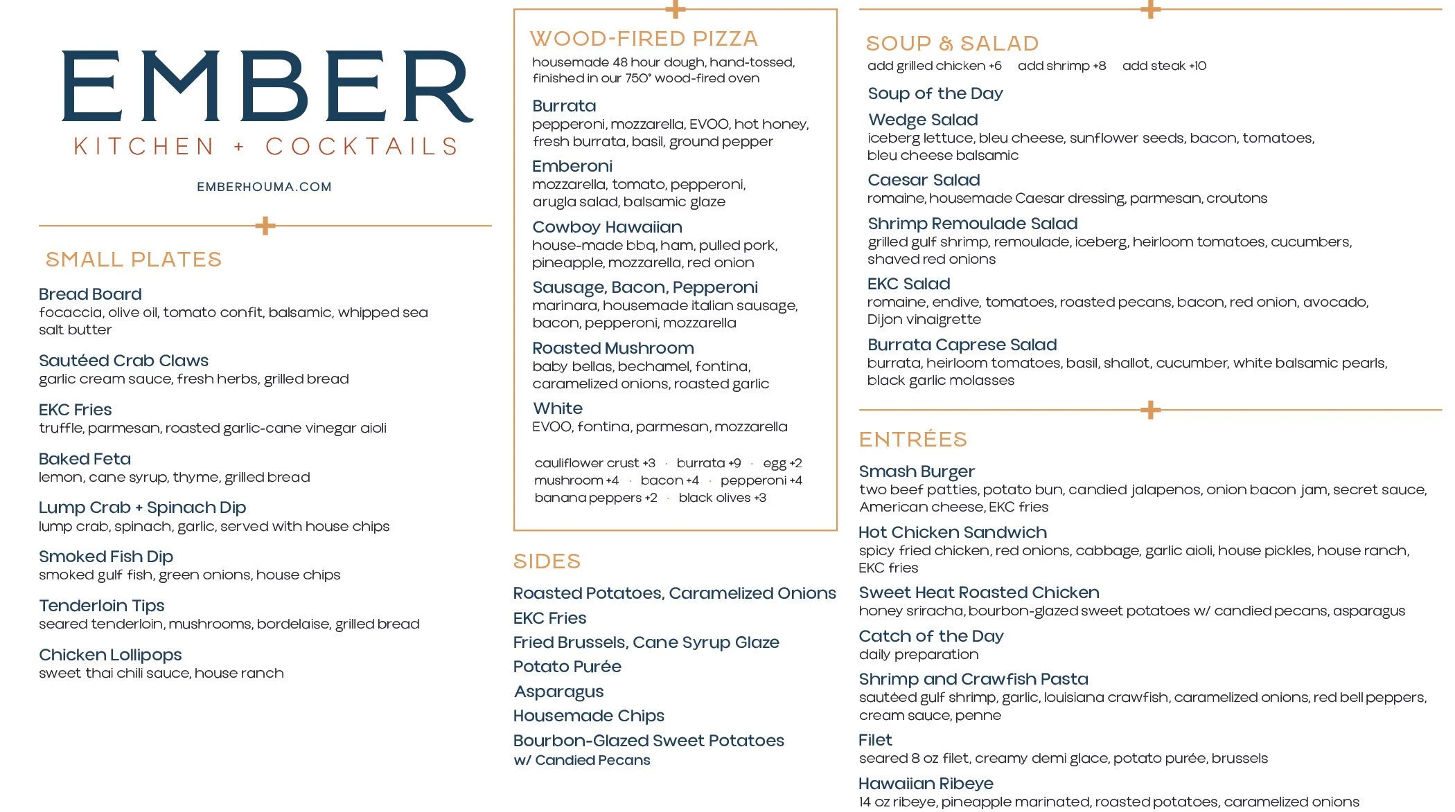 Menu - Ember Kitchen + Cocktails — Your Site Title