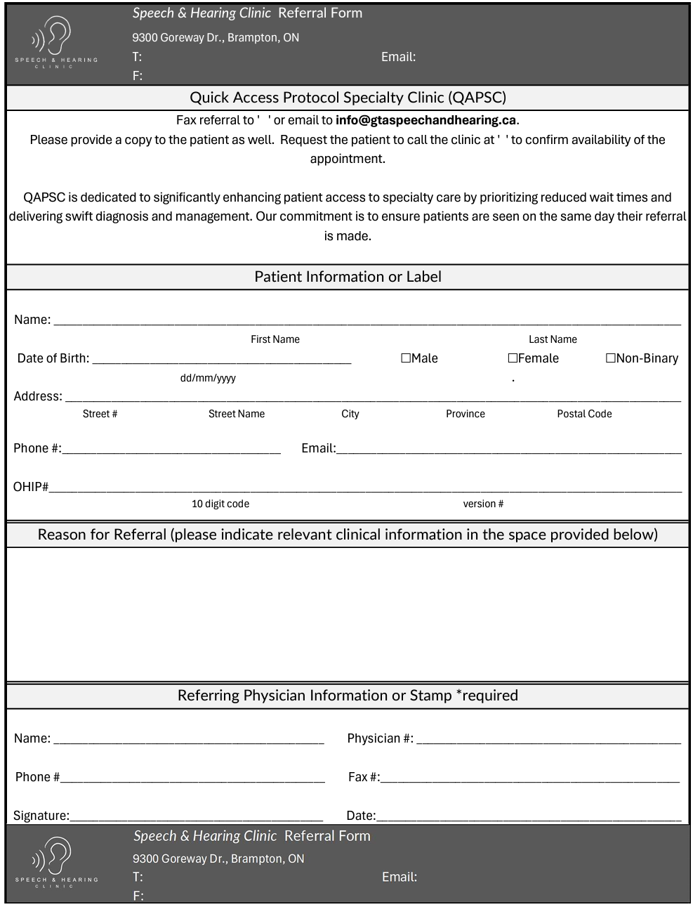 For Physicians — Speech & Hearing Clinic