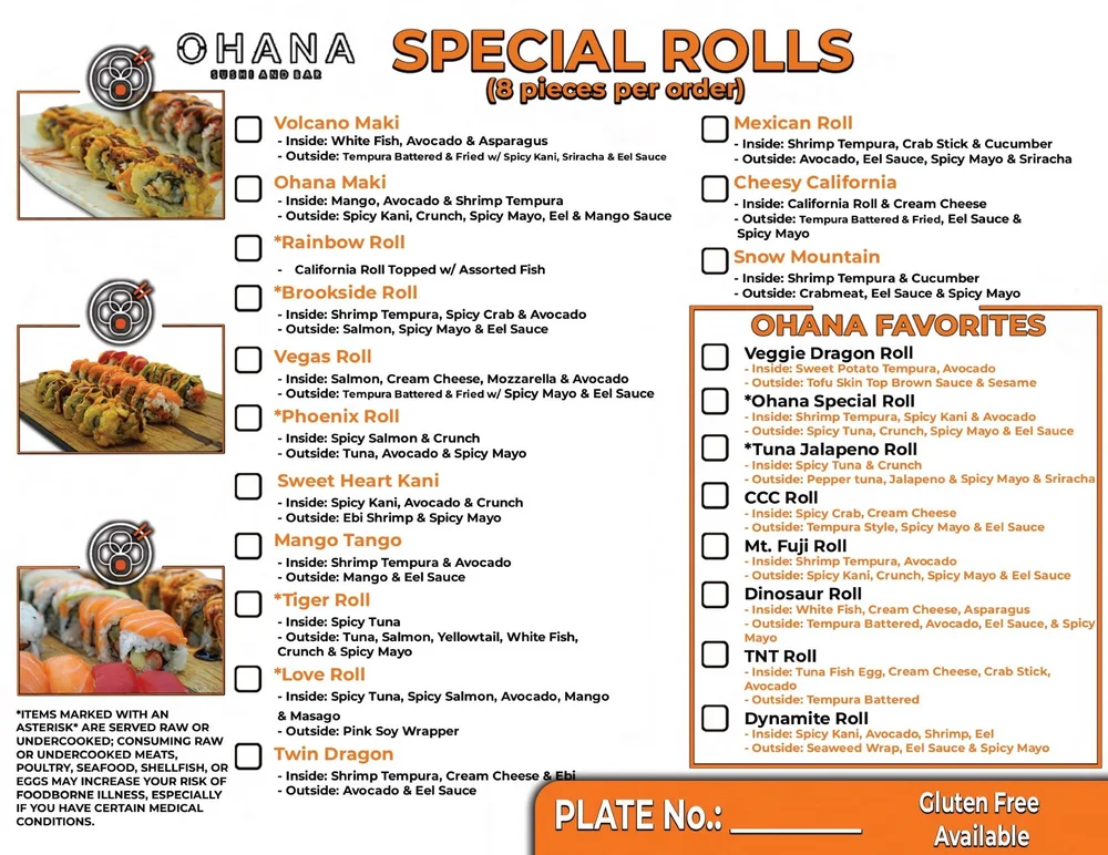 Menu — OHANA SUSHI & BAR