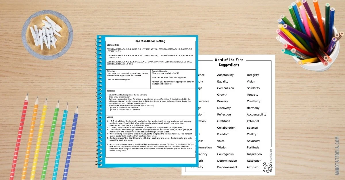 A One-Word Goal Setting Activity for Middle School that Makes ...