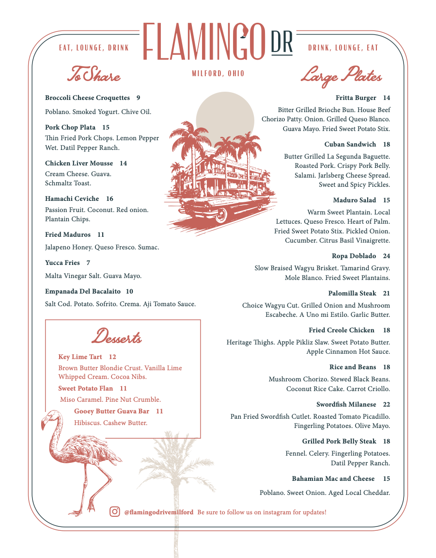Menu — Flamingo Drive