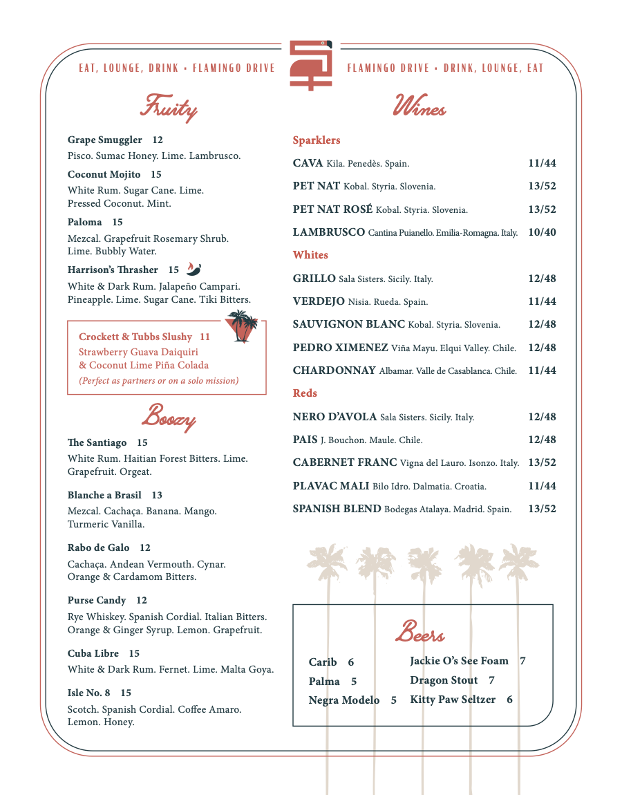 Menu — Flamingo Drive