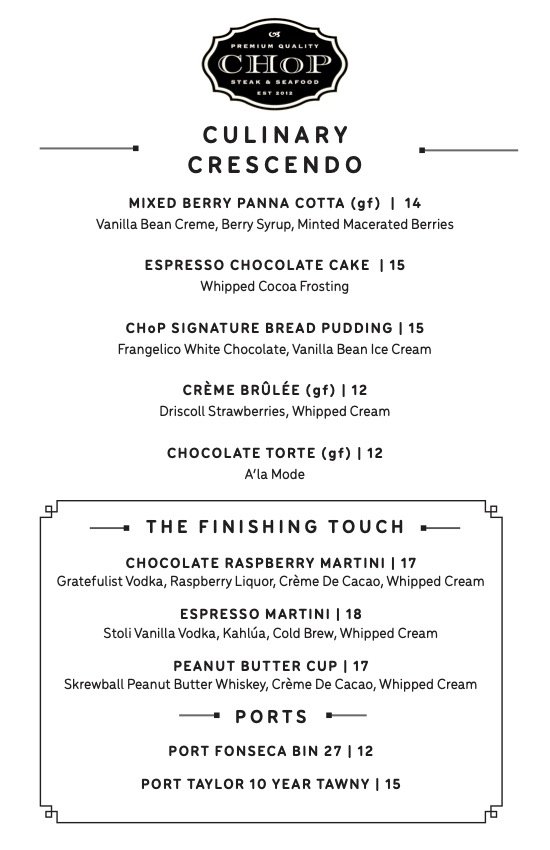 Menu — CHoP