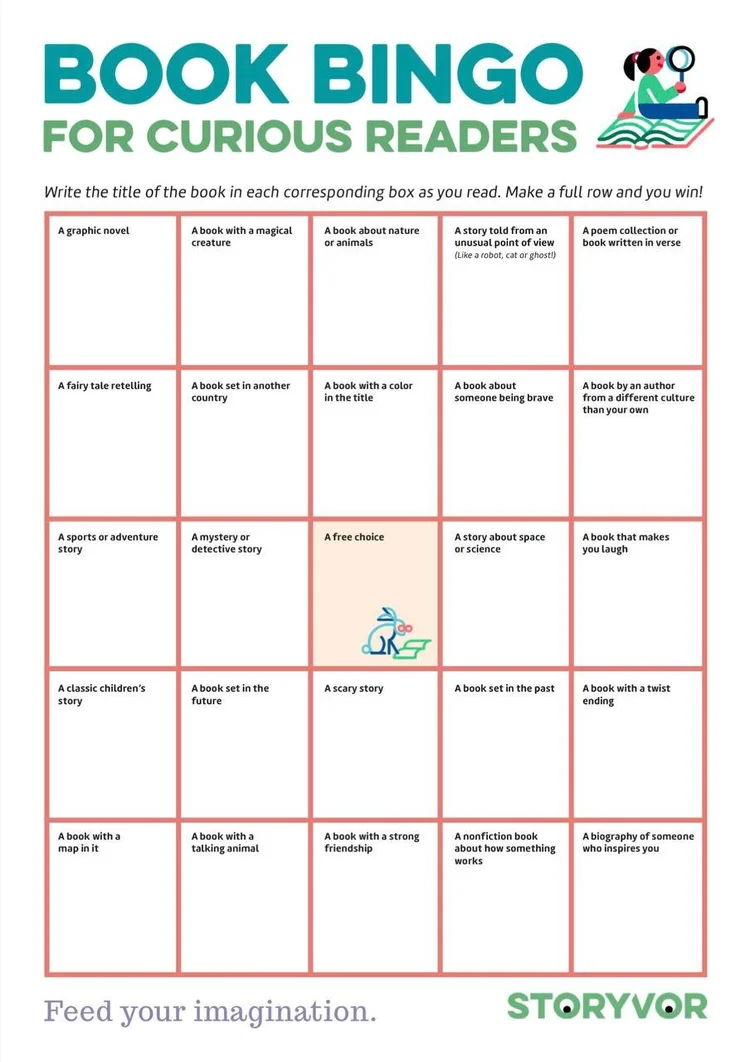 Print it! Book Bingo — STORYVOR — Raising Voracious Readers