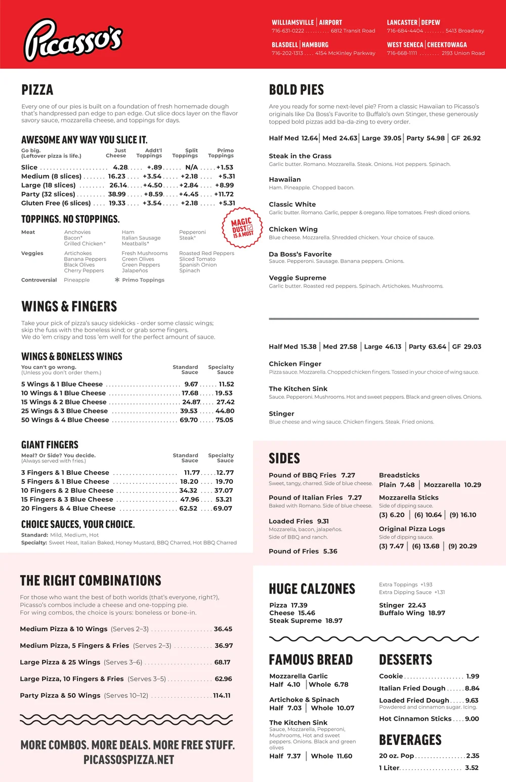 Menu — Picasso's Pizza