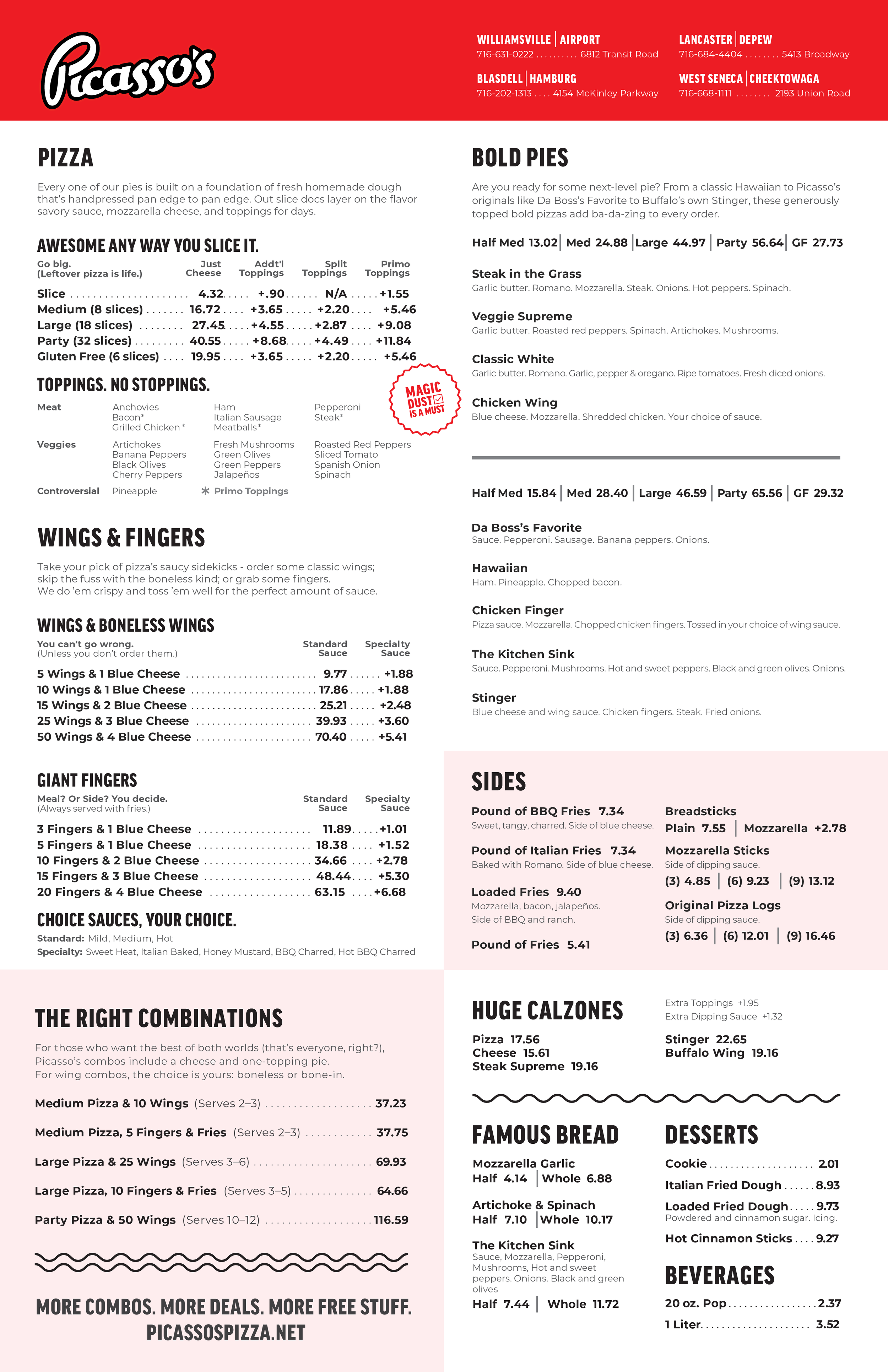 Menu — Picasso's Pizza