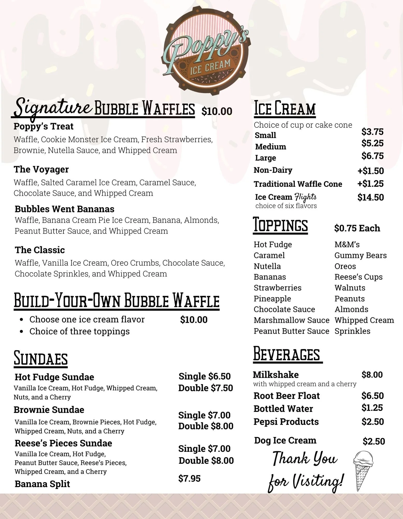 Menu — Poppy's Ice Cream