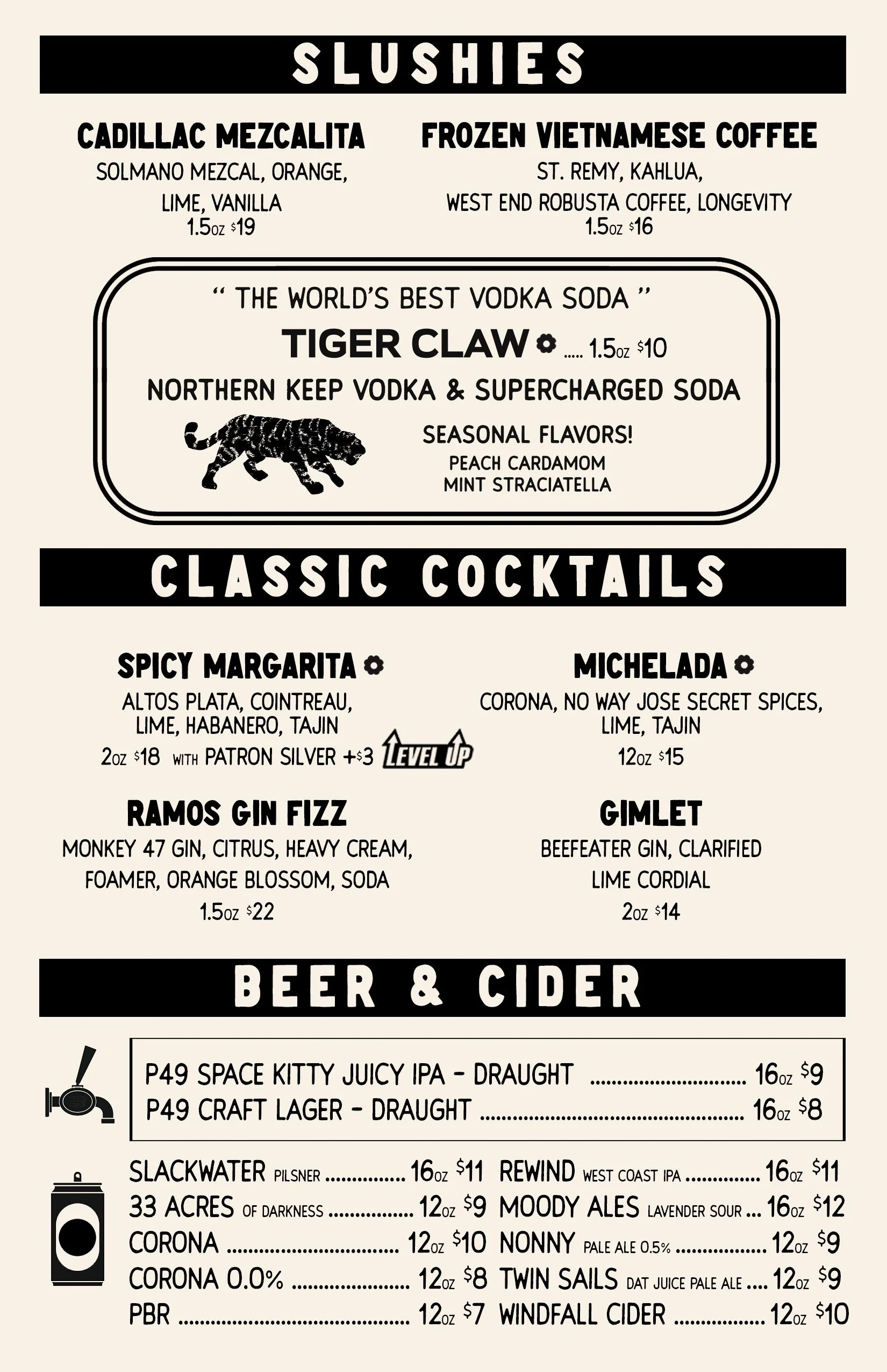 Menu — Mount Pleasant Vintage & Provisions
