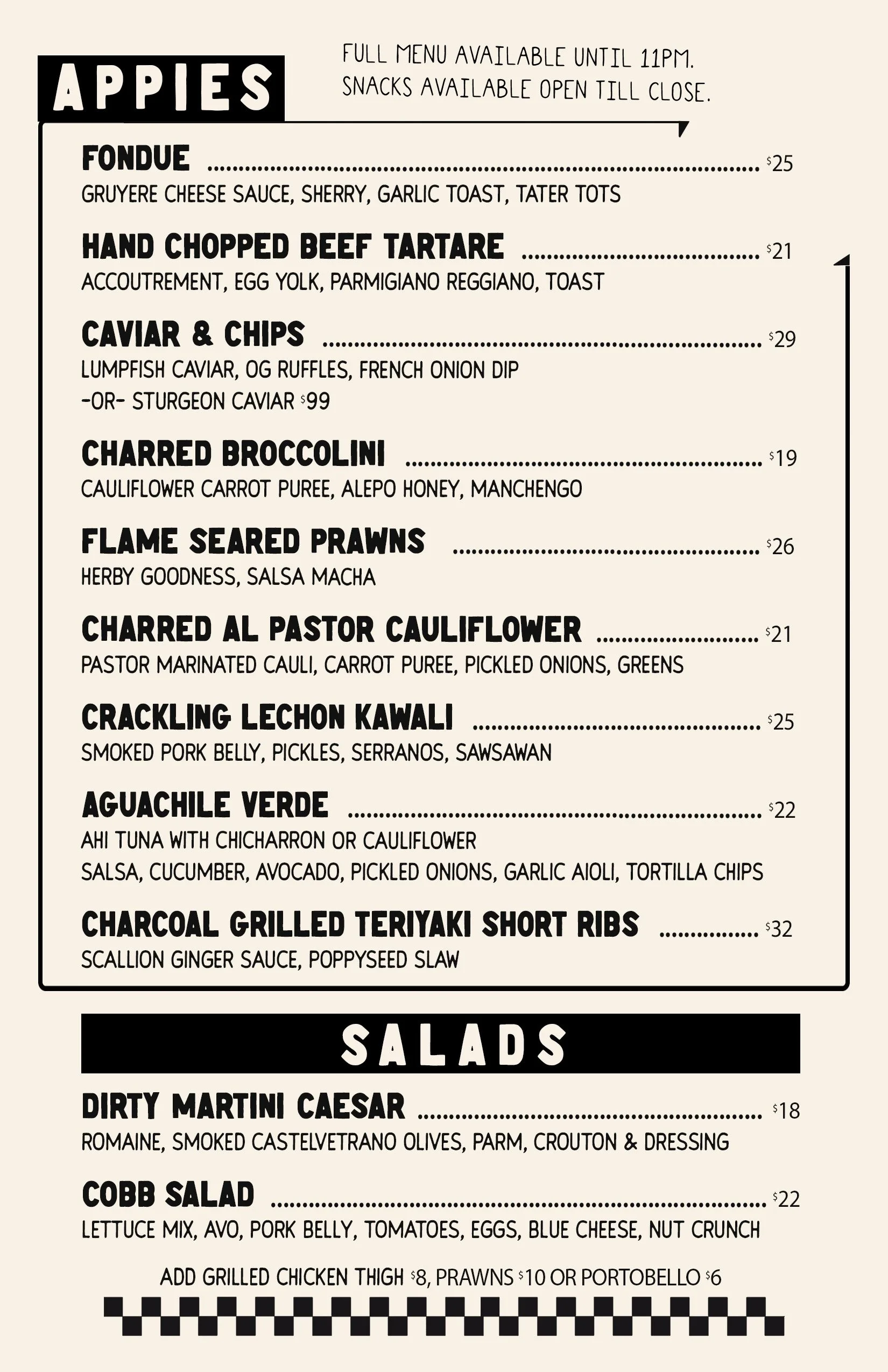 Menu — Mount Pleasant Vintage & Provisions