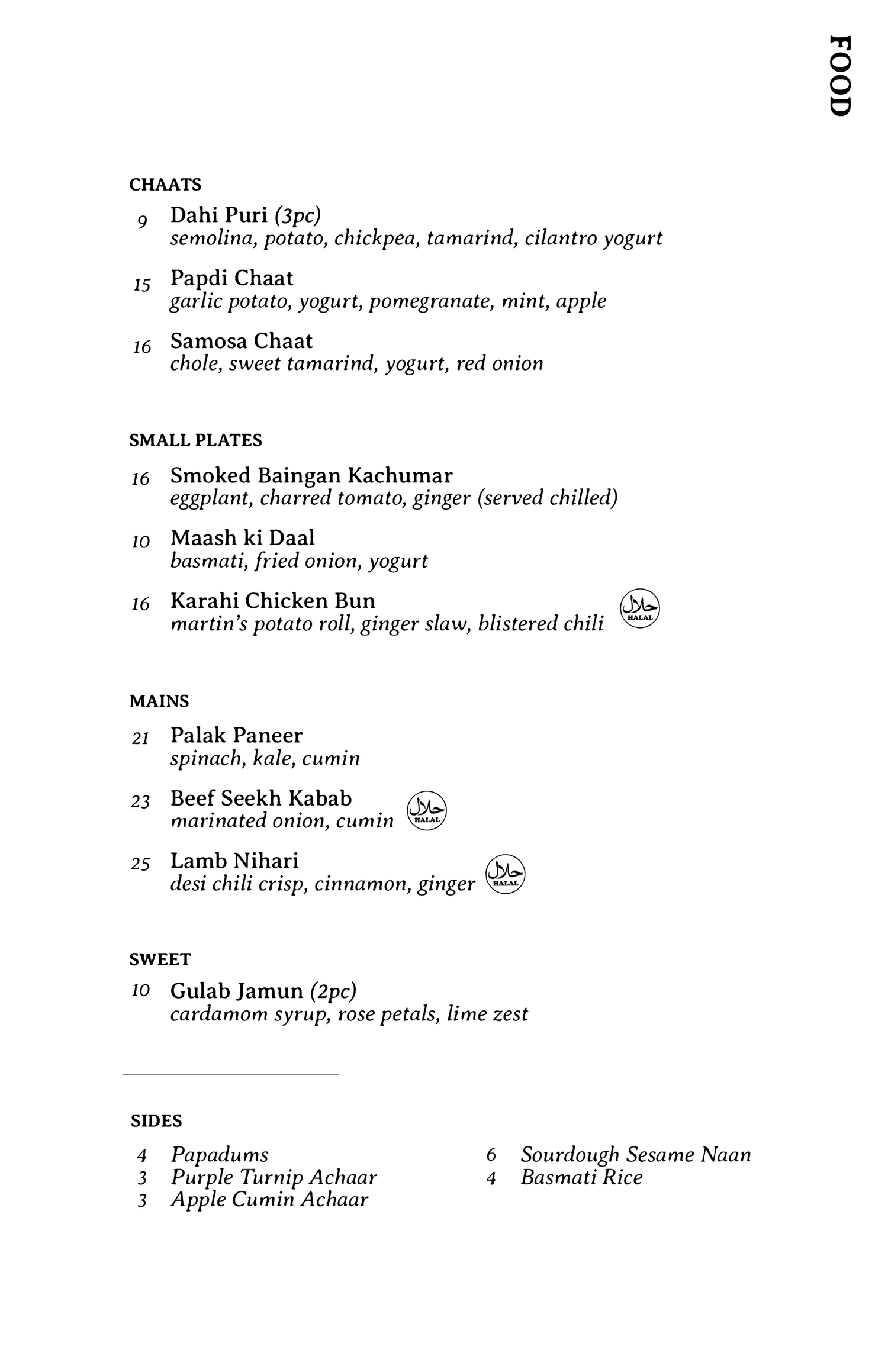 Menu — Jamil's Chaat House