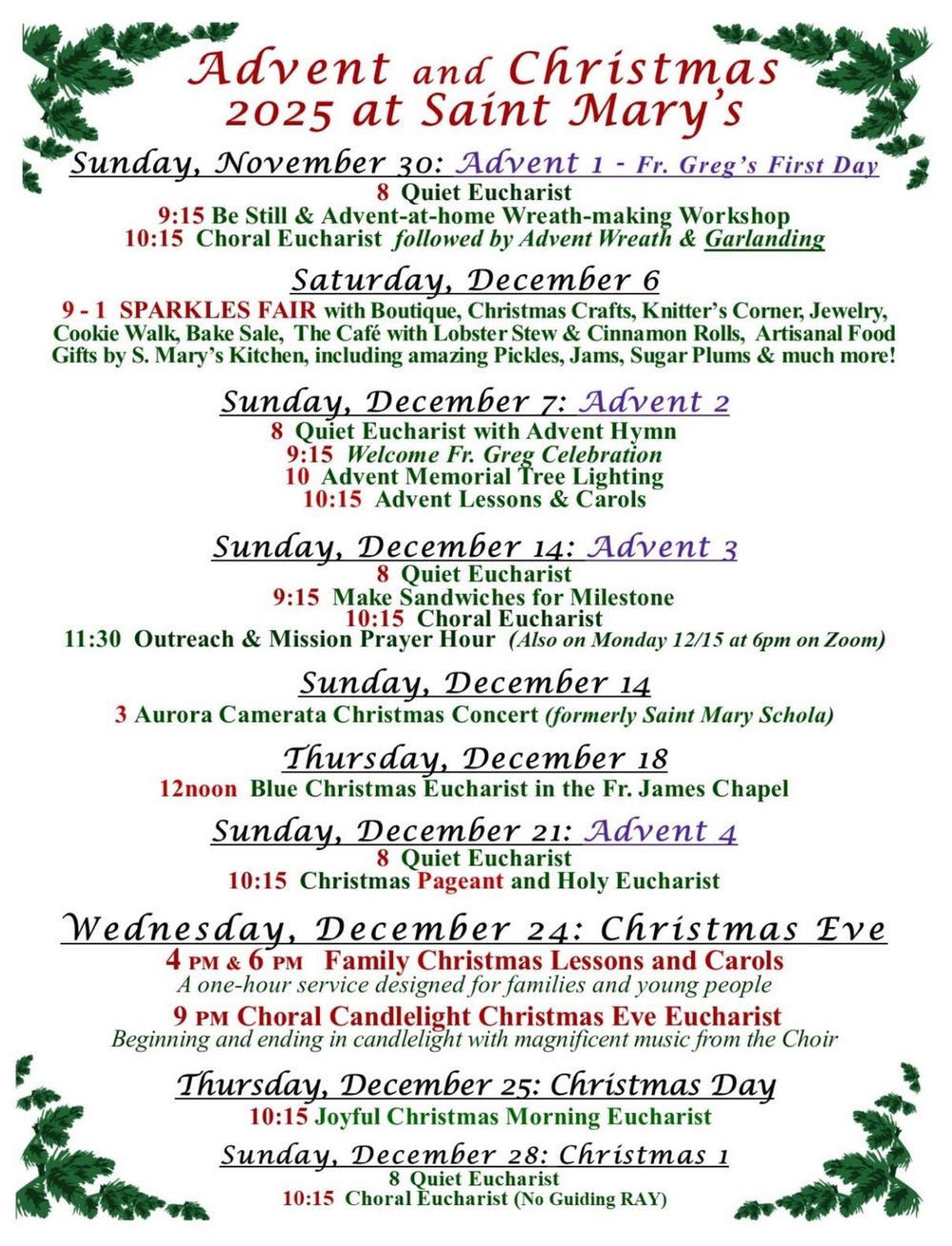 December Calendars Released | The Episcopal Church of Saint Mary in ...