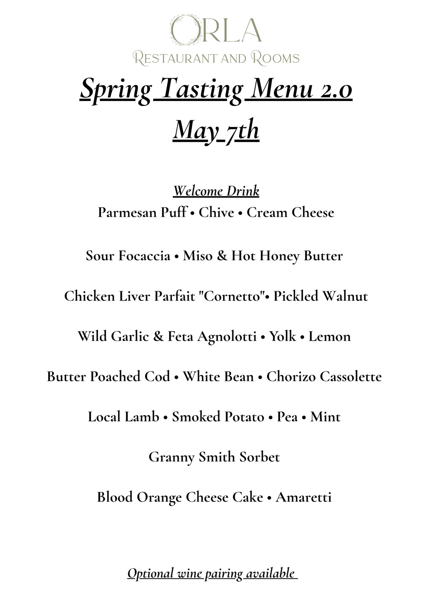 Sample Menu | Discover Our Menu — Reserve Now — Orla