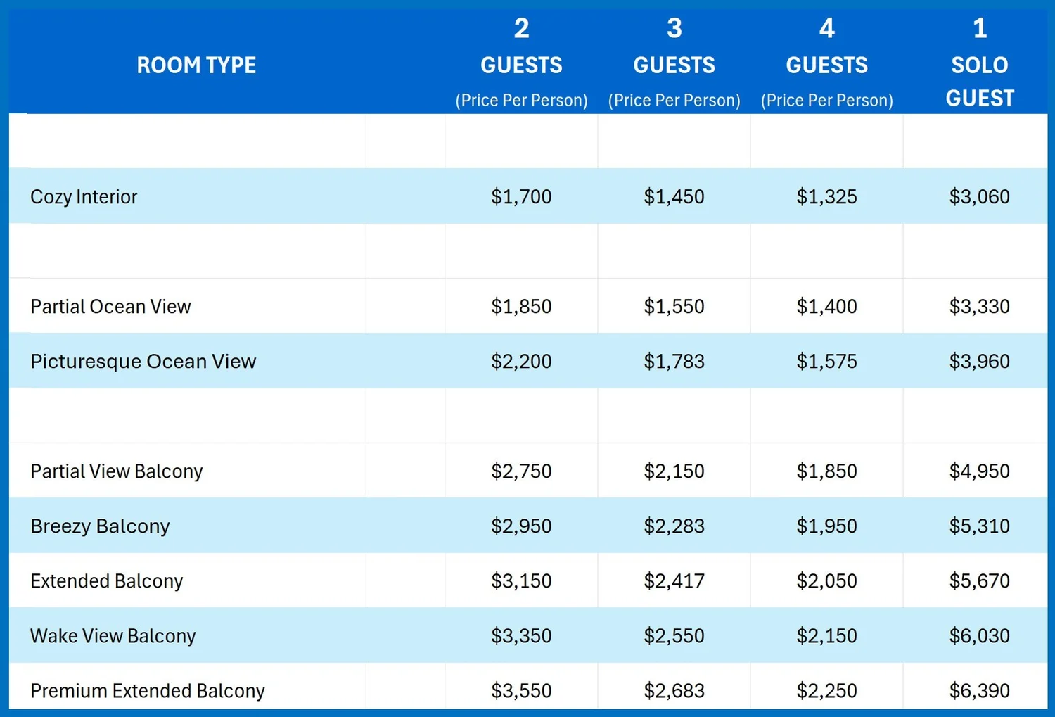 Inaugural Cruise Prices — Tails of the Seas