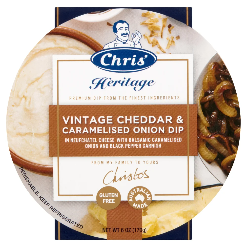 Chris’ Heritage Vintage Cheddar & Caramelised Onion — Chris' Foods (US)