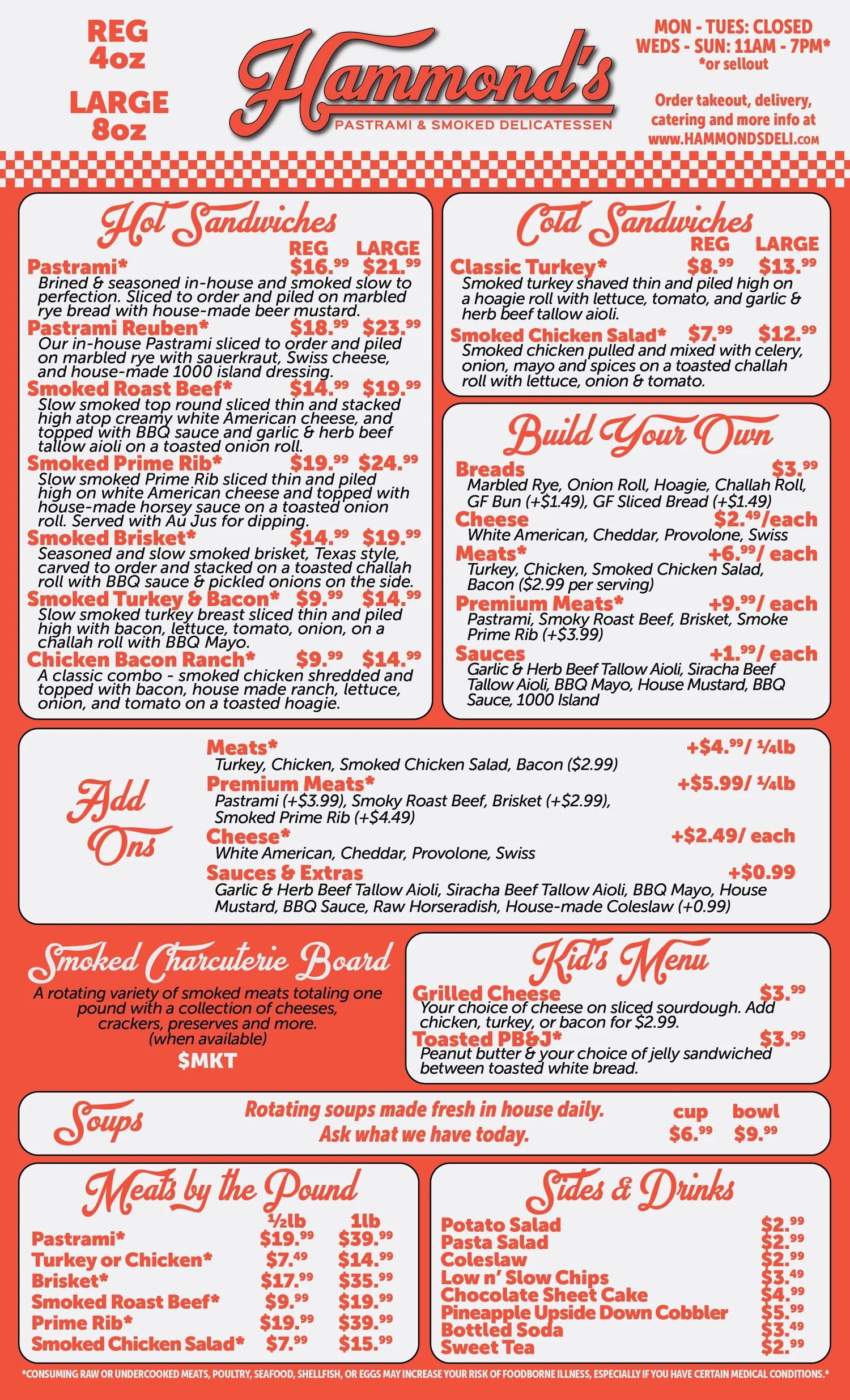 MENU - Hammond's Pastrami & Smoked Delicatessen — Hammond's Pastrami ...