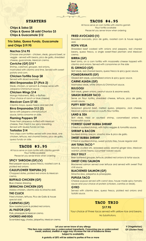 DINING MENU — Don Taco