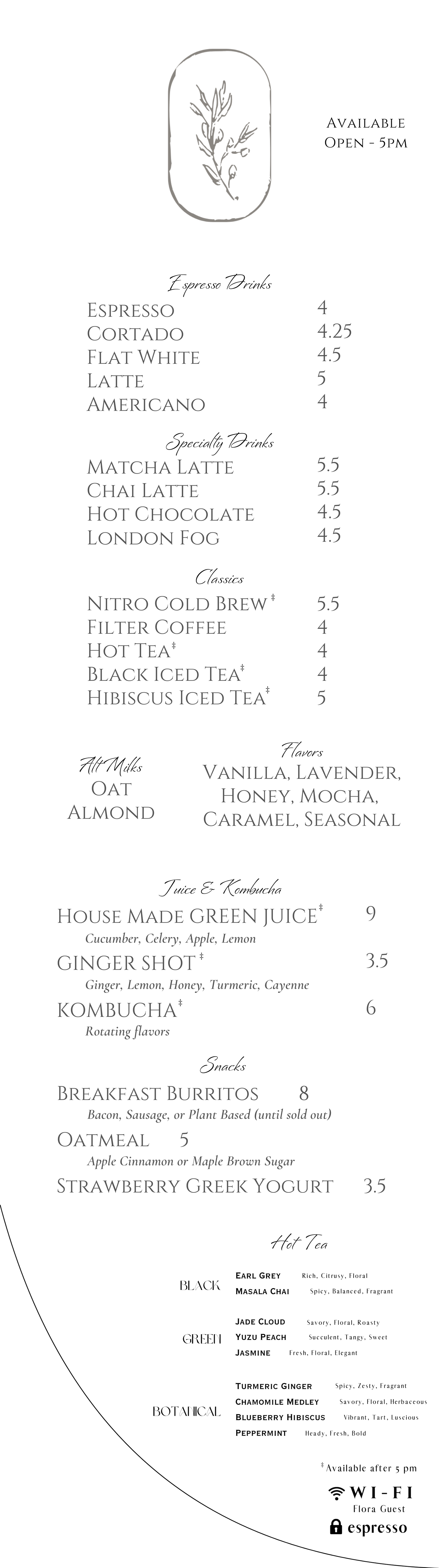 Menus — Flora Cafe