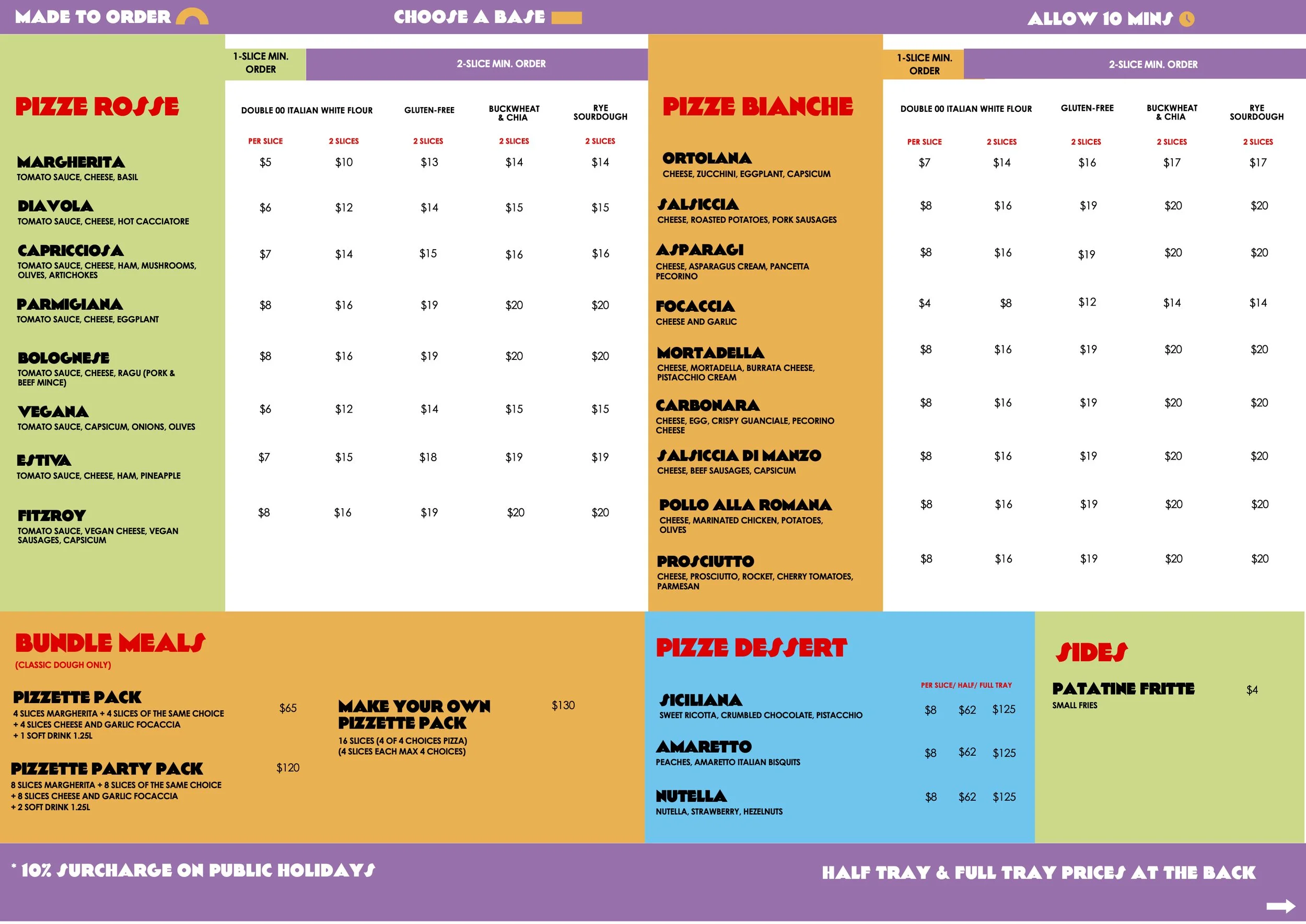 MENU — Pizzette Fitzroy | Roman Pizzette Melbourne | Square Pizzas Made ...
