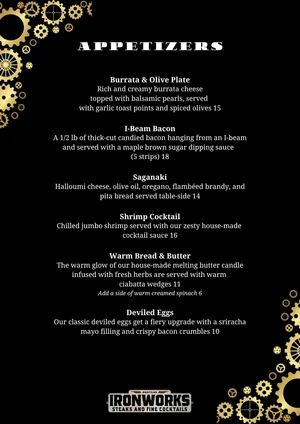 Menu — Ironworks Steaks and Fine Cocktails