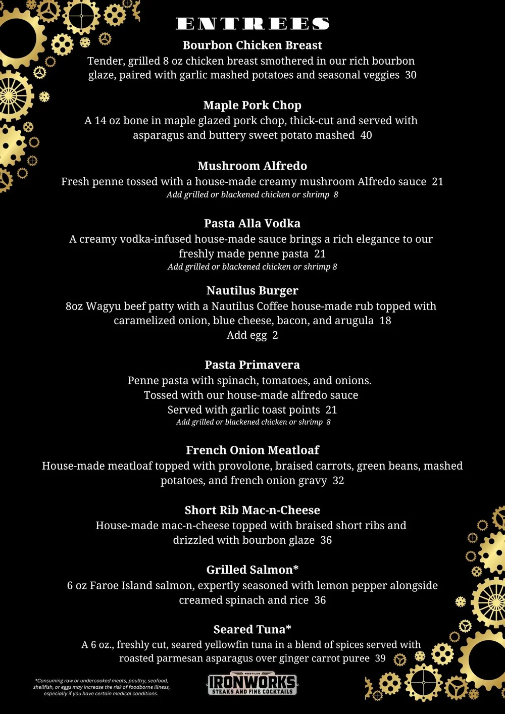 Menu — Ironworks Steaks and Fine Cocktails