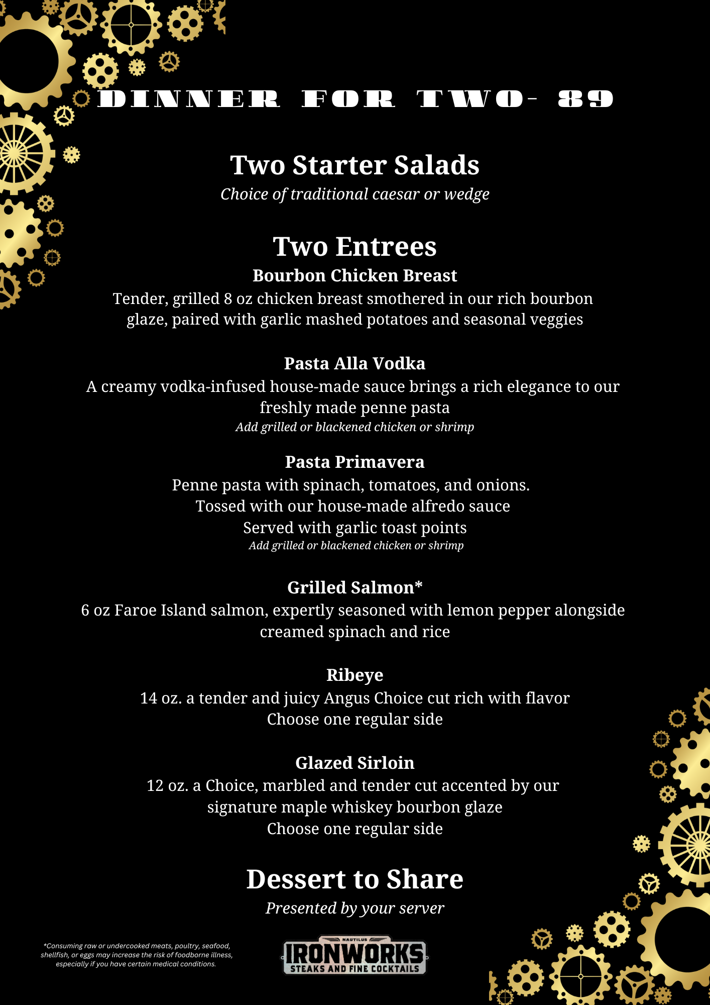 Menu — Ironworks Steaks and Fine Cocktails