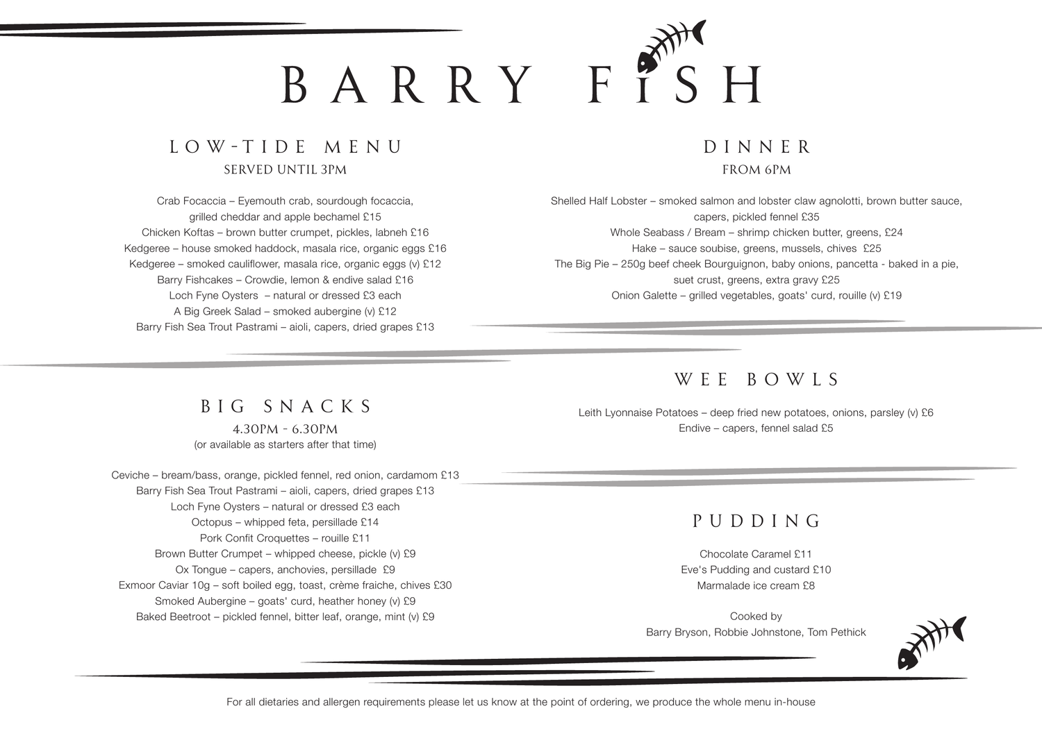 Menus — BARRY FISH