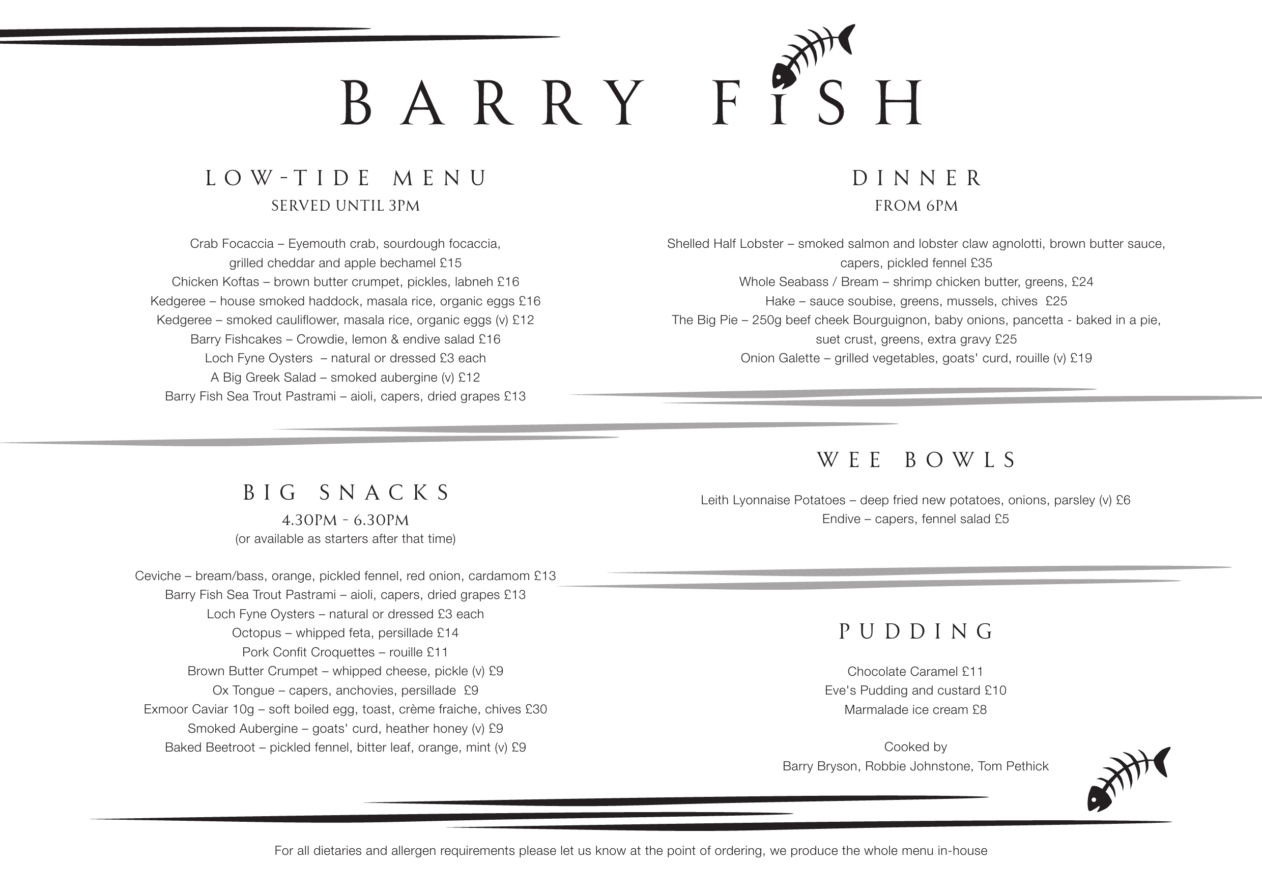 Menus — BARRY FISH
