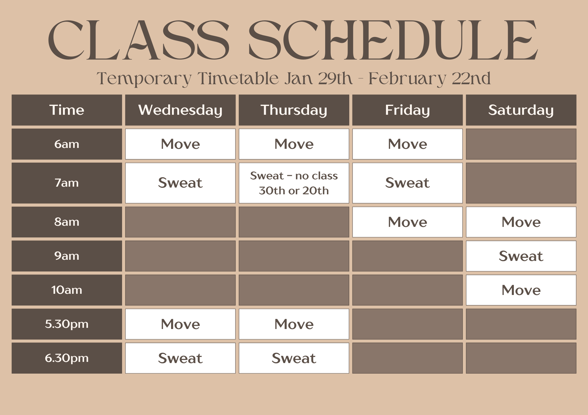 Pricing & Timetable — Home of Movement
