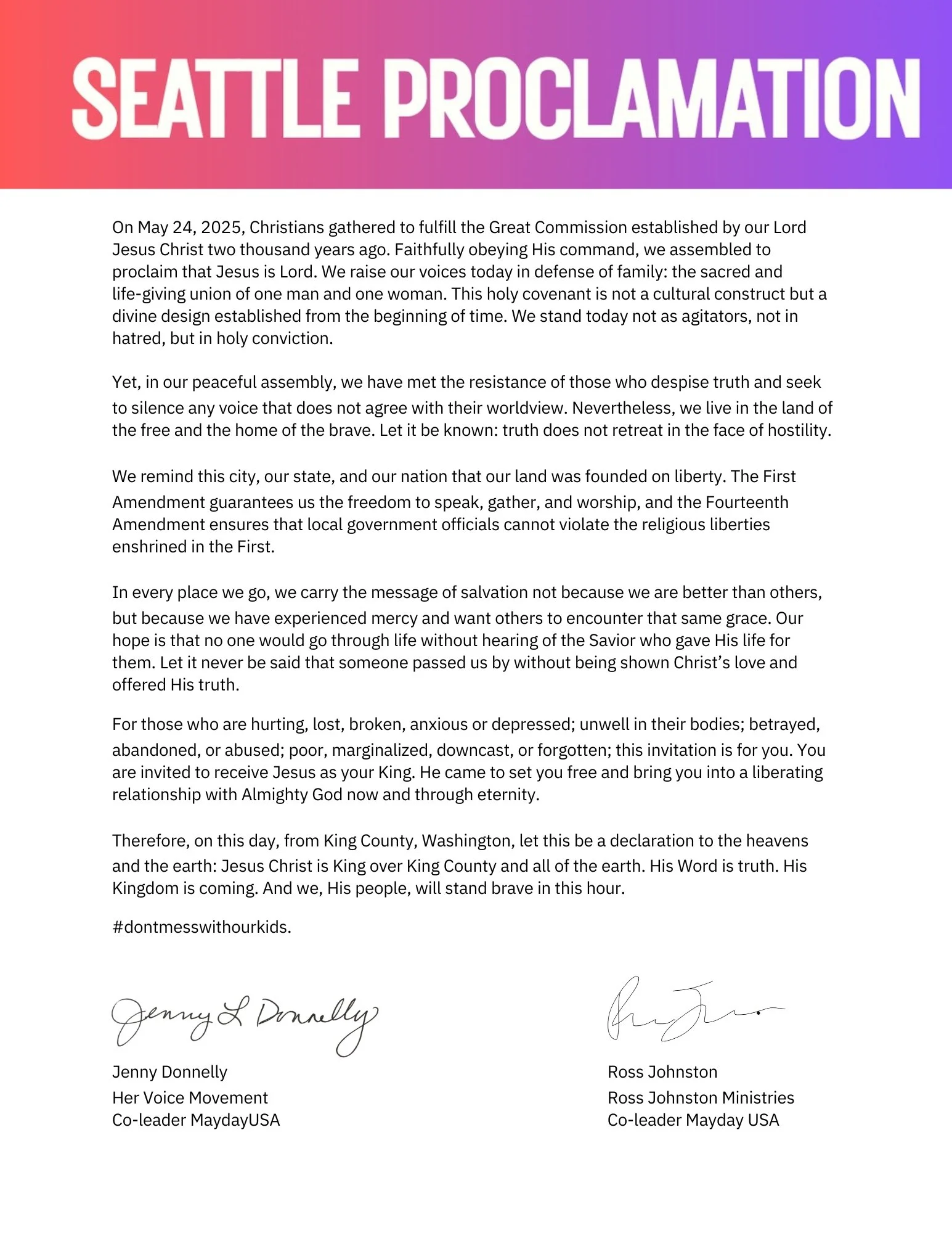 Seattle Proclamation — Mayday USA