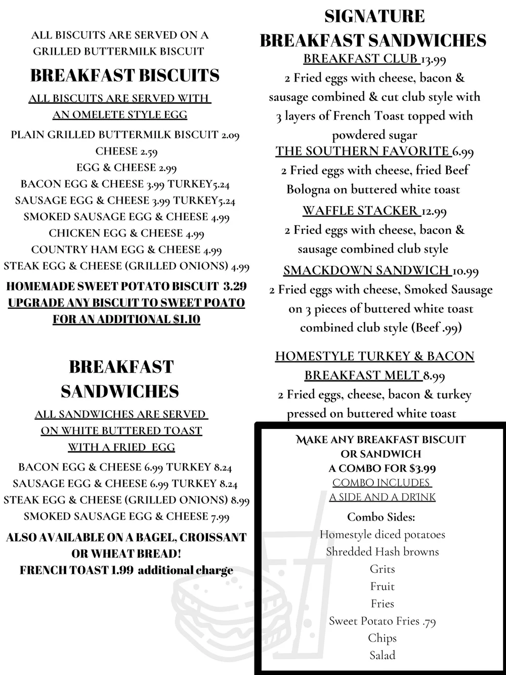 Breakfast Menu — Homestyle 2-12-11 Breakfast & Soul Food